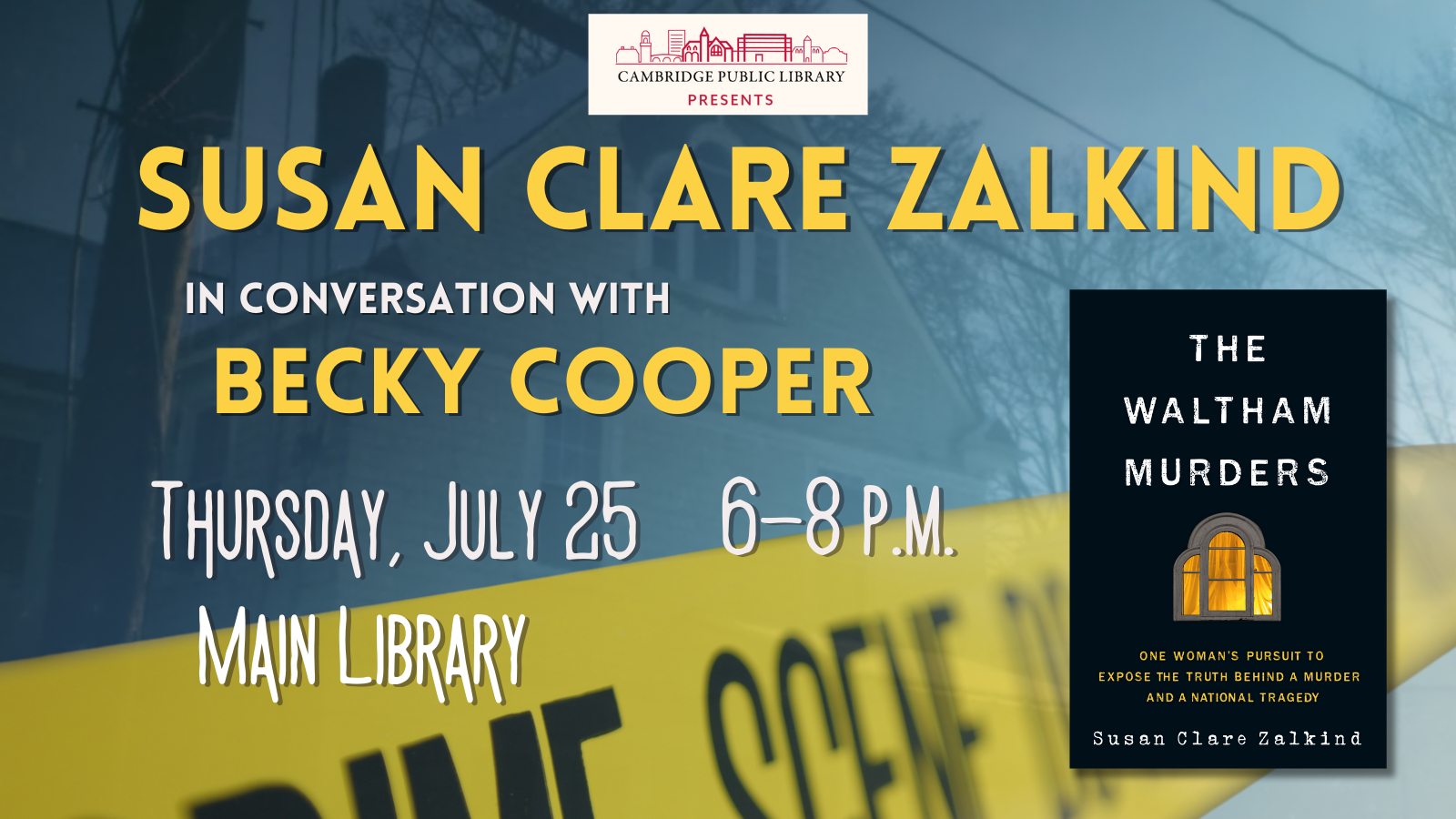Cambridge Public Library To Welcome Susan Clare Zalkind Author Of The