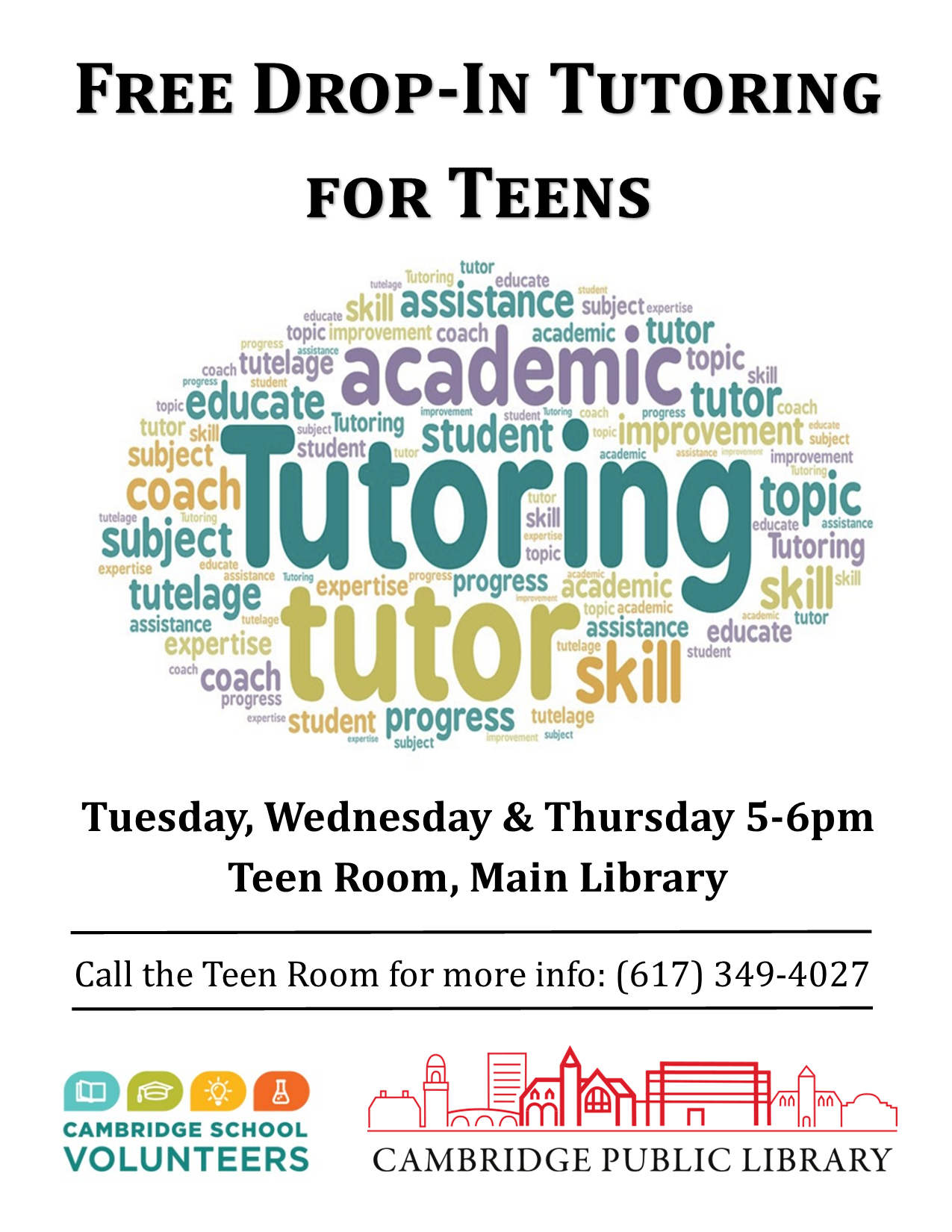Free Drop-in Tutoring for Teens (Main) - City of Cambridge, MA