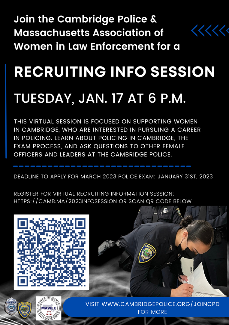 Cambridge Police & Massachusetts Association of Women in Law Enforcement Co-Host Recruiting ...