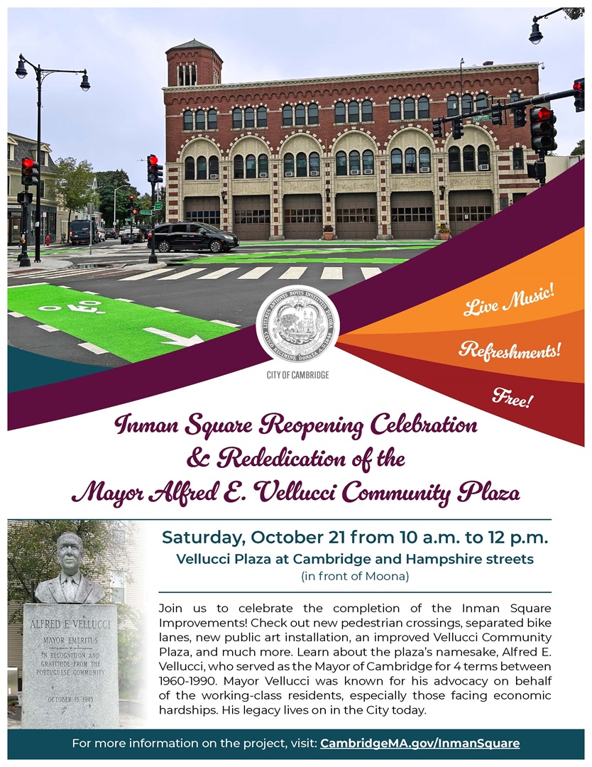 Inman Square Reopening Celebration on Saturday October 21, from 10 a.m ...