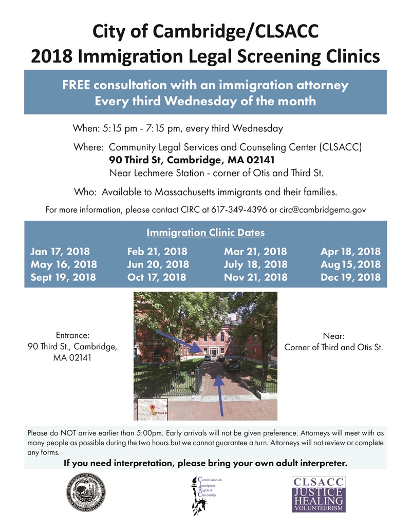 City of Cambridge and CLSACC Immigration Legal Screening Clinics - City ...